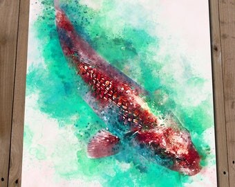 Watercolor koi fish | Etsy