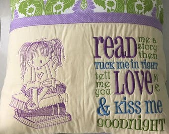 Reading Pillow Machine Embroidery Design Happy Times