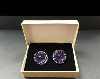 Amethyst cufflinks | Etsy