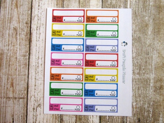 Bill due sticker finance sticker planner sticker functional