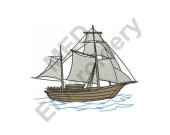 Boat embroidery | Etsy