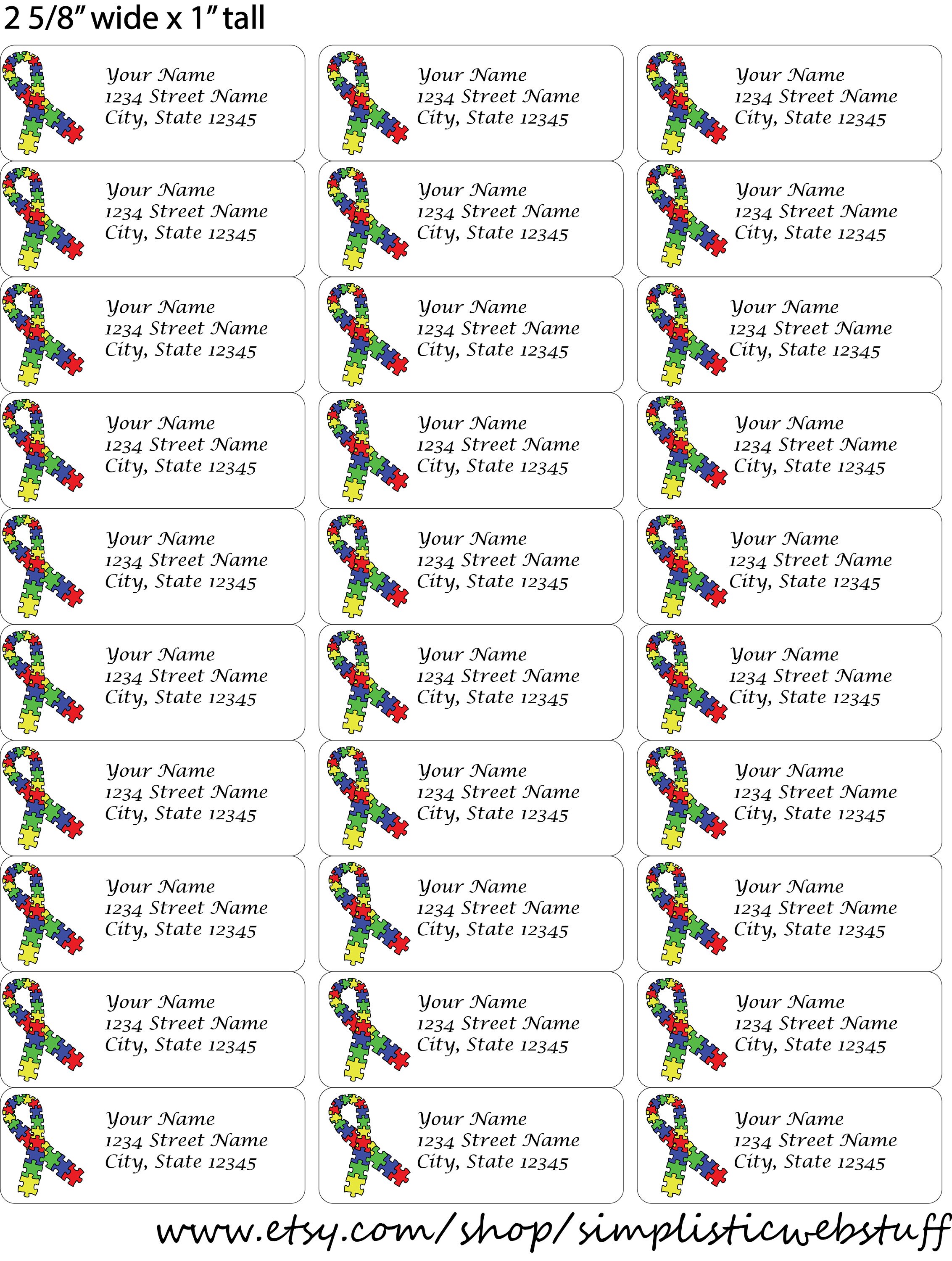 autism address labels printable