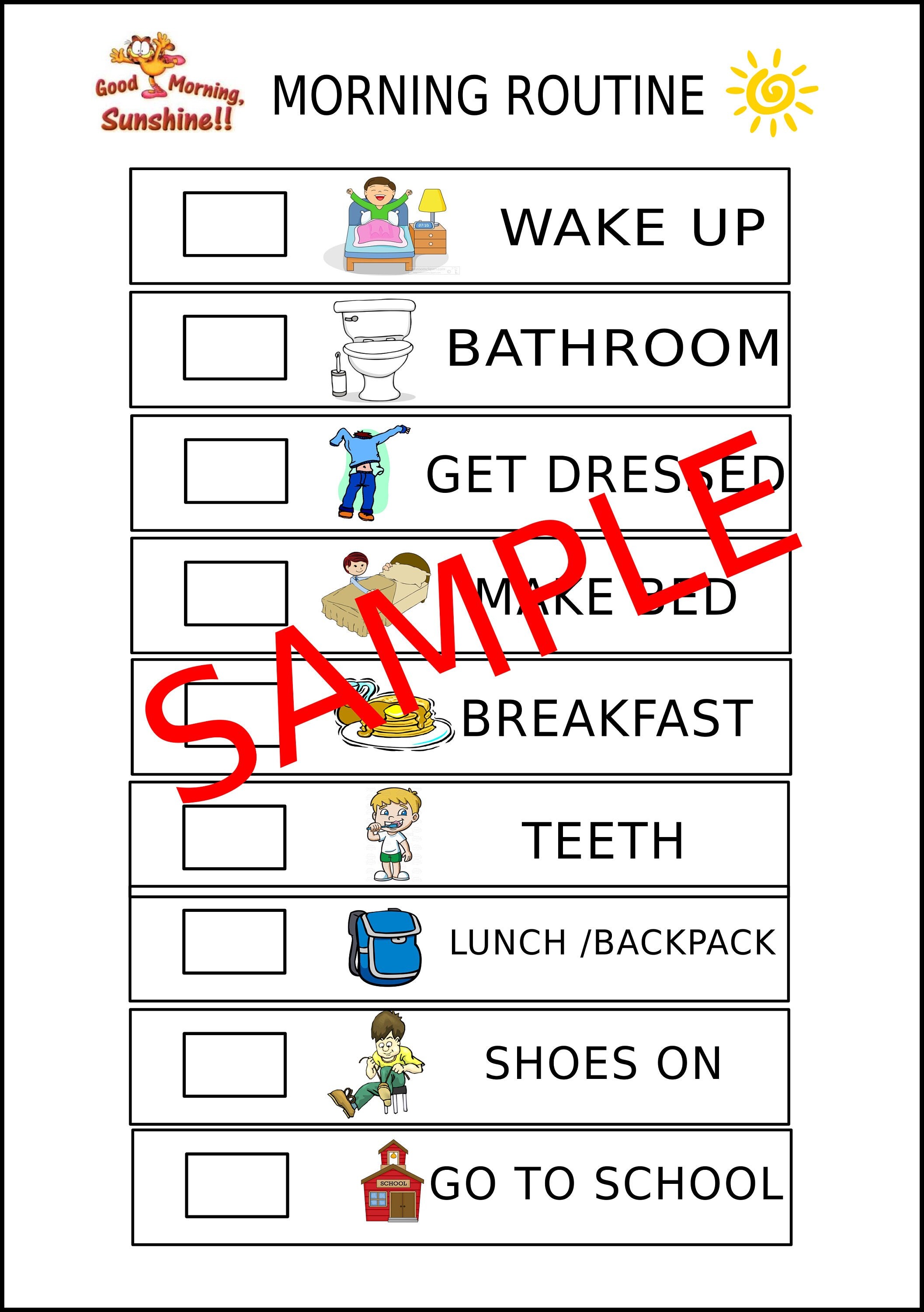 Custom MORNING & EVENING ROUTINE Visual Checklists Autism