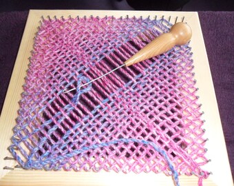 Loom Knitting PATTERN Flag Stitch Square with Video Tutorial