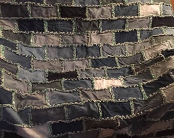 Denim rag quilt tutorial PDF pattern picnic blanket