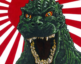 Godzilla art | Etsy