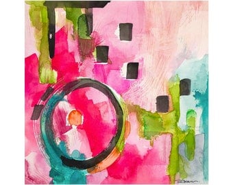 Pink abstract art | Etsy