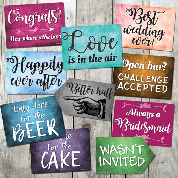 Plastic Photo Booth Phrases - WEDDING MIX - Set of 5 signs by Whisker ...