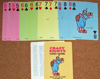 WHITMAN CRAZY EIGHTS Card Game Complete Set Instruction Box