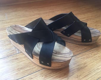 Wood platform sandal | Etsy