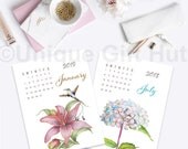 2018 and 2019 watercolor floral calendar, Printable Watercolor ...