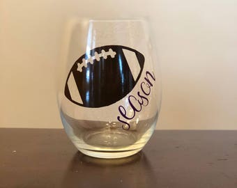Football wine glass | Etsy