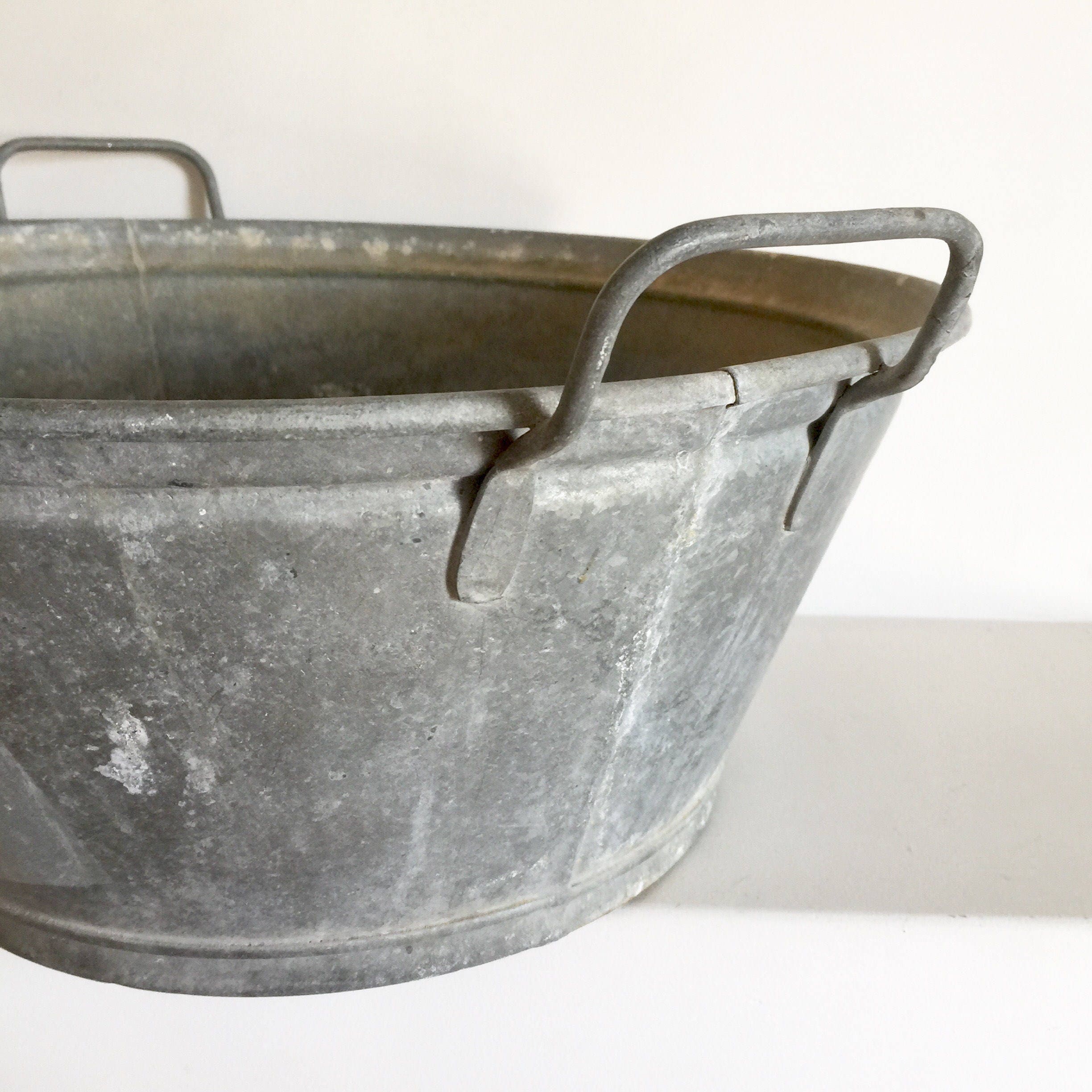 Rustic French Antique Zinc Wash Tub - Galvanized Tub - Zinc Basin with ...