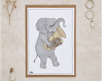 Slinking Wolf signed and matted print of original ink and