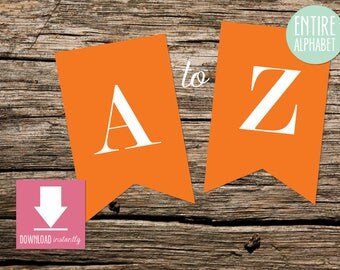 Printable Pennant Banner that includes entire alphabet: Light