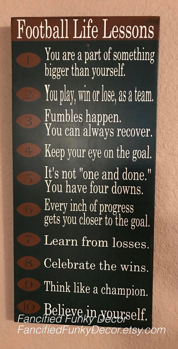 Football Life Lessons Football Sign Football Football Gift