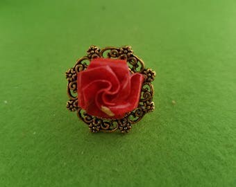 Red rose ring | Etsy