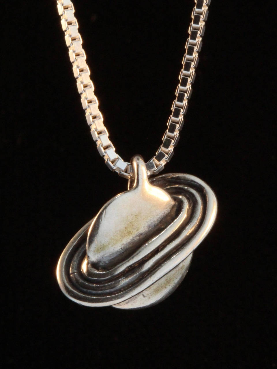Silver Saturn Charm Pendant Space Jewelry Planet Necklace