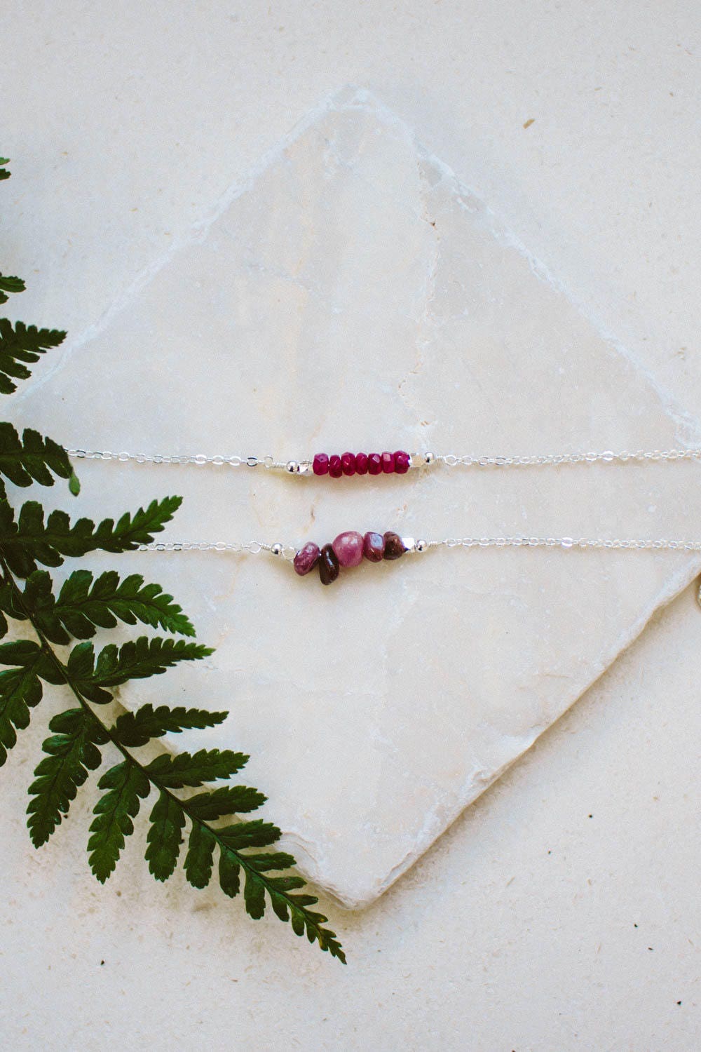 Ruby necklace Precious gemstone bar ruby necklace Tiny