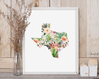 Texas watercolor | Etsy