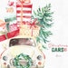 Christmas Cars 3. Watercolor holiday clipart vintage retro