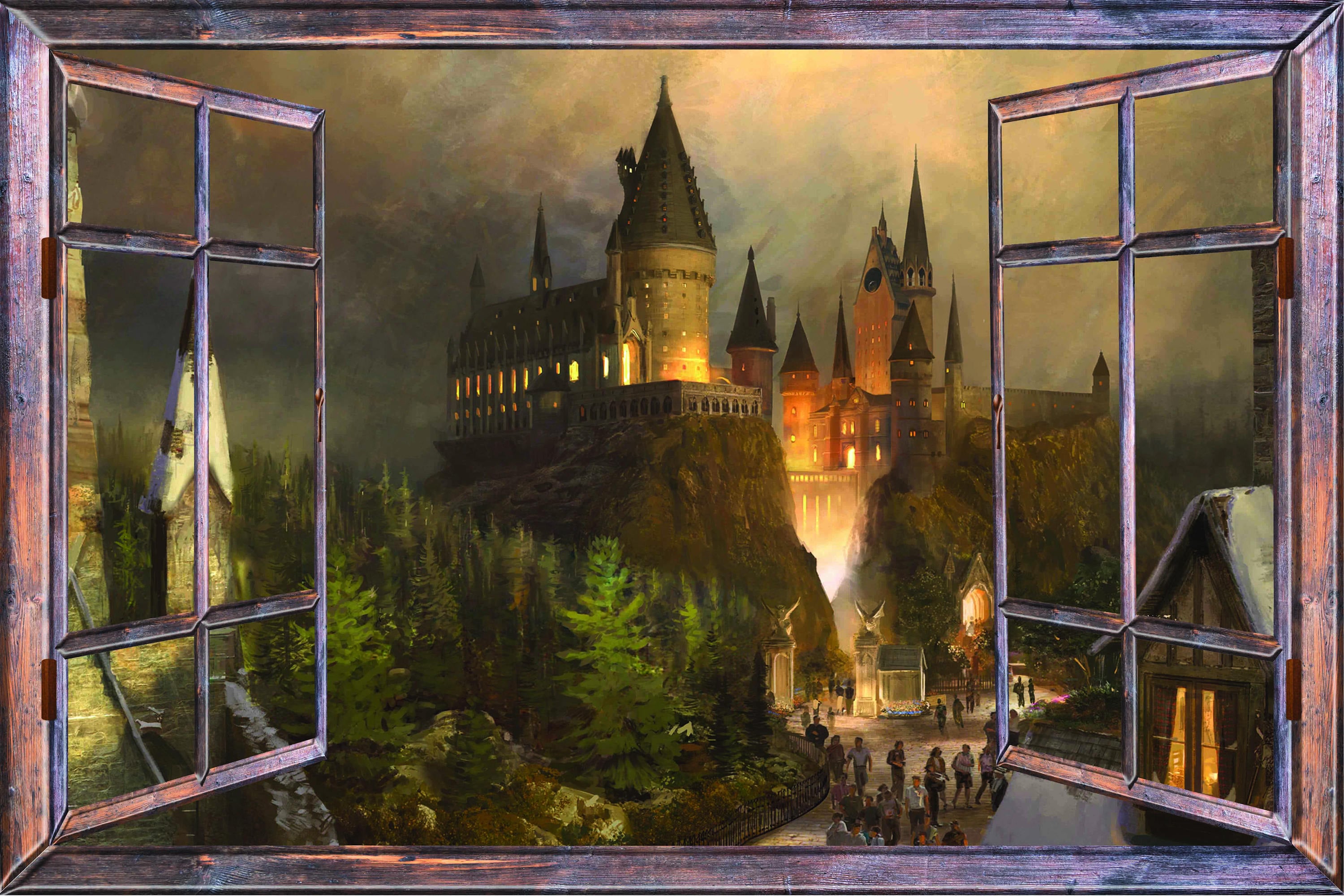 REDUCED Window with a View Harry Potter View of Hogwarts from