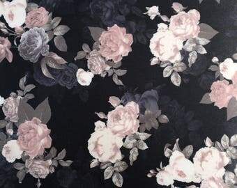 Black rose fabric | Etsy