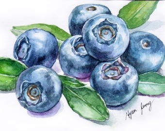 Blueberry painting | Etsy