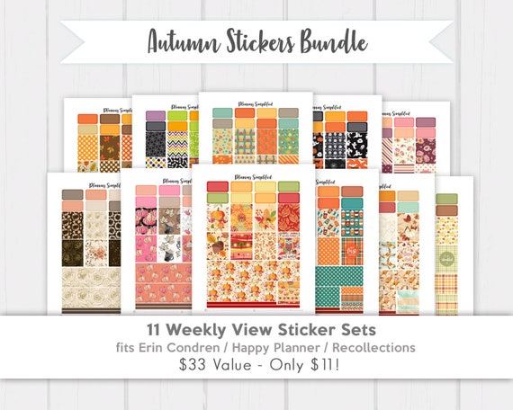 Autumn Printable Planner Stickers Bundle for use with Erin