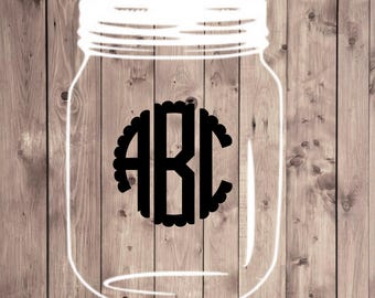 Mason Jar Monogram Machine Embroidery Applique Design
