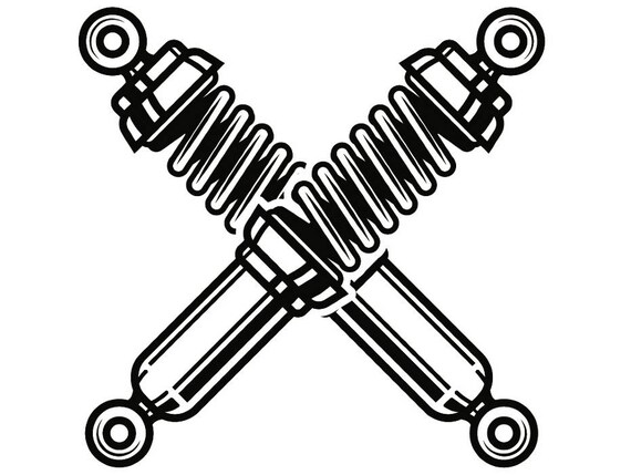 Mechanic Logo 16 Shocks Crossed Engine Car Part Auto Biker