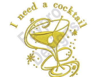 Cocktail embroidery | Etsy