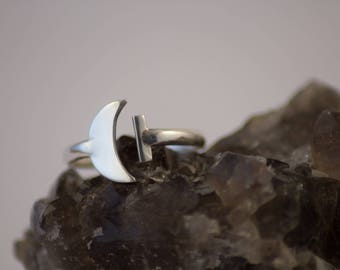 Silver moon ring | Etsy