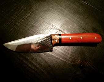 Hand Forged Rasp Knife with Wooden Handle