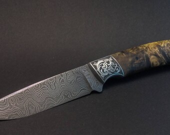 Damascus knife | Etsy