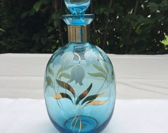 Blue glass decanter | Etsy