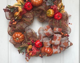Fall mesh wreaths | Etsy
