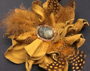 Leather brooch | Etsy