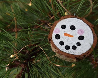Wood slice snowman | Etsy