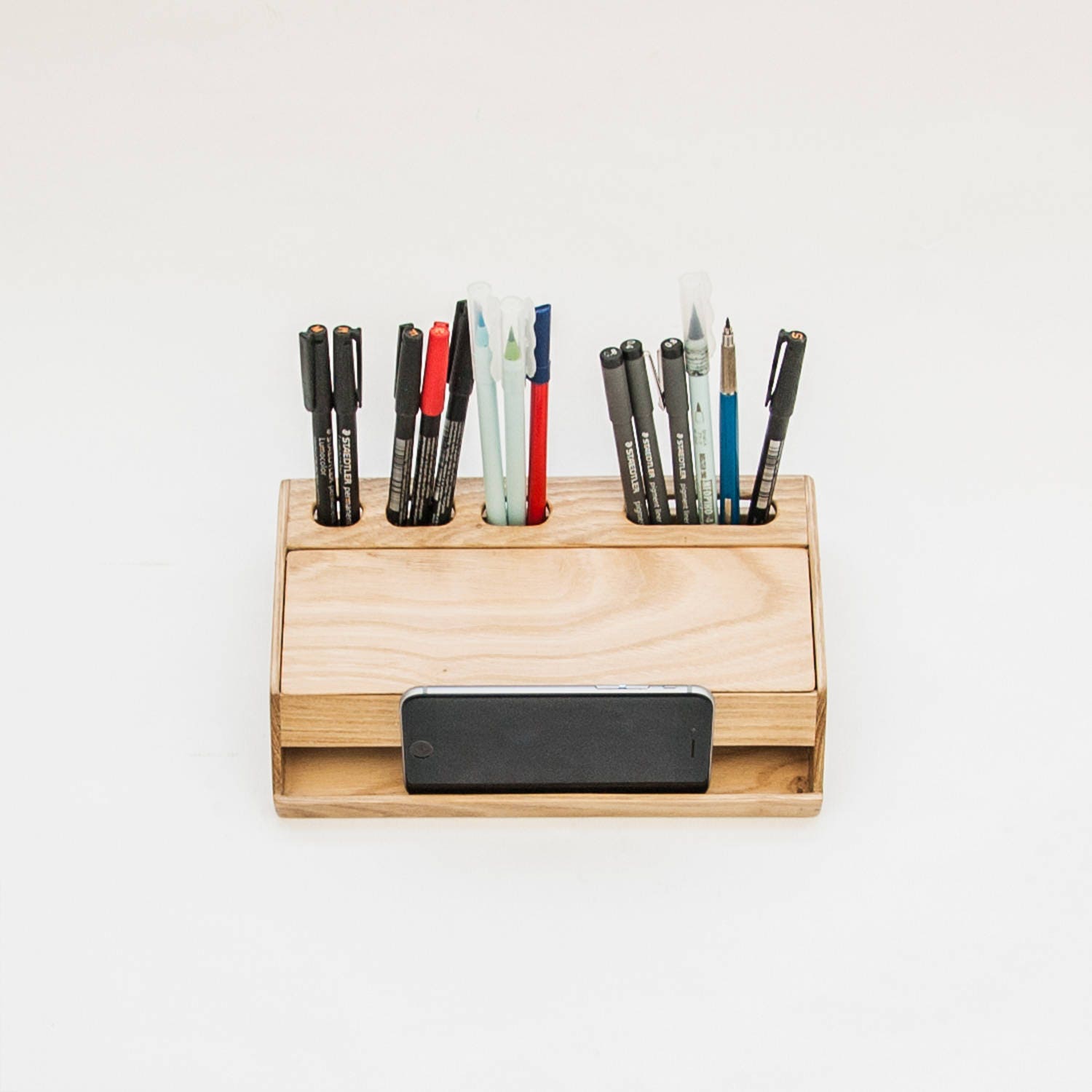 Wood handmade desk organizer / Office modern desk organizer