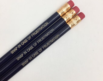 Snap in case of frustration Pencil set of in yellow. Lucky