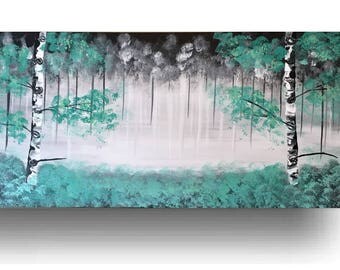 Turquoise painting | Etsy