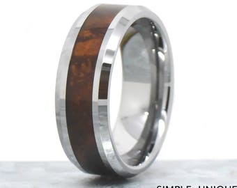 Wood inlay ring | Etsy