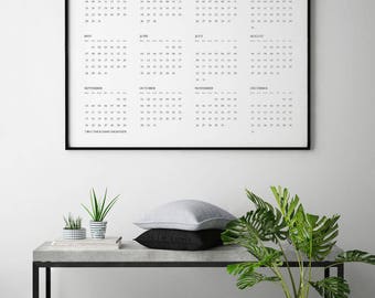 Black And White Printable Monthly Calendar 2018 Minimalist 12