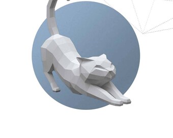 3d paper model cat | Etsy