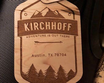 Your Monogram on Turquoise Wood Luggage Tag Monogrammed Tag