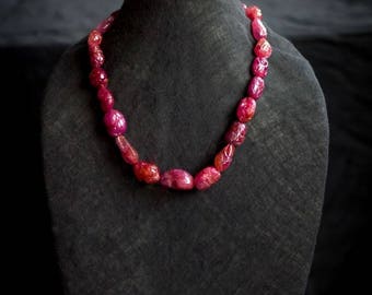 Ruby beads necklace | Etsy