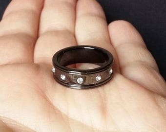 Black zirconium ring | Etsy