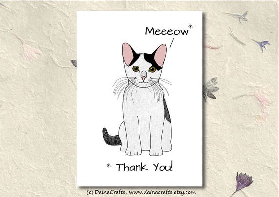 Cat Printable Thank You Card Thank You Cat Printable Cat