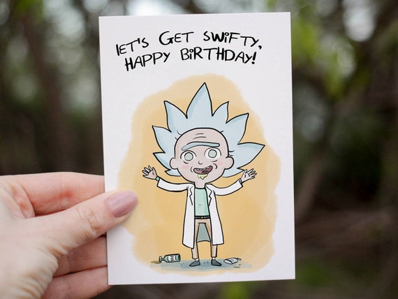 Funny Happy birthday Digital Printable Card Rick and Morty